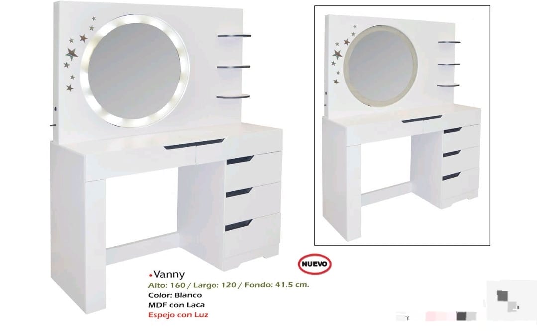 Tocador Vanity tipo Hollywood Vanny – Muebleria Paty